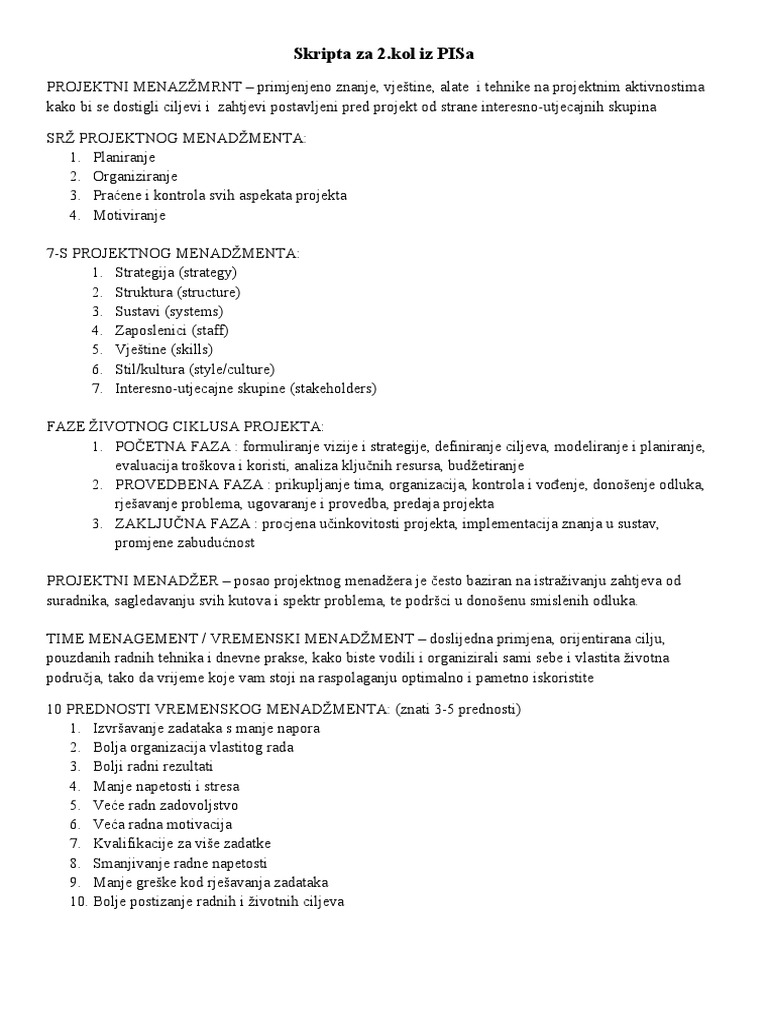 SKRIPTA ZA PIS 2.kol | PDF