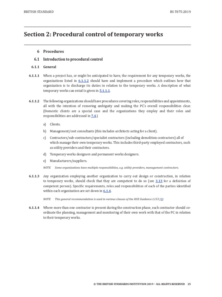 Section 2: Procedural Control of Temporary Works: 6 Procedures | PDF ...