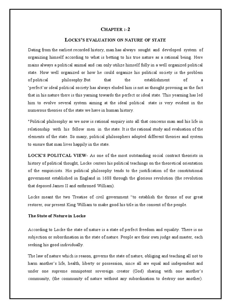 Hapter Ocks S Evaluation ON Nature OF State | PDF | John Locke | Property