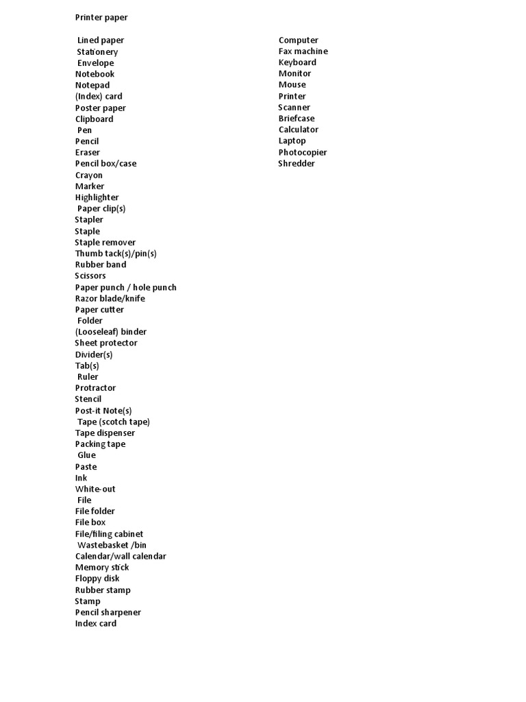 Office Vocabulary | PDF