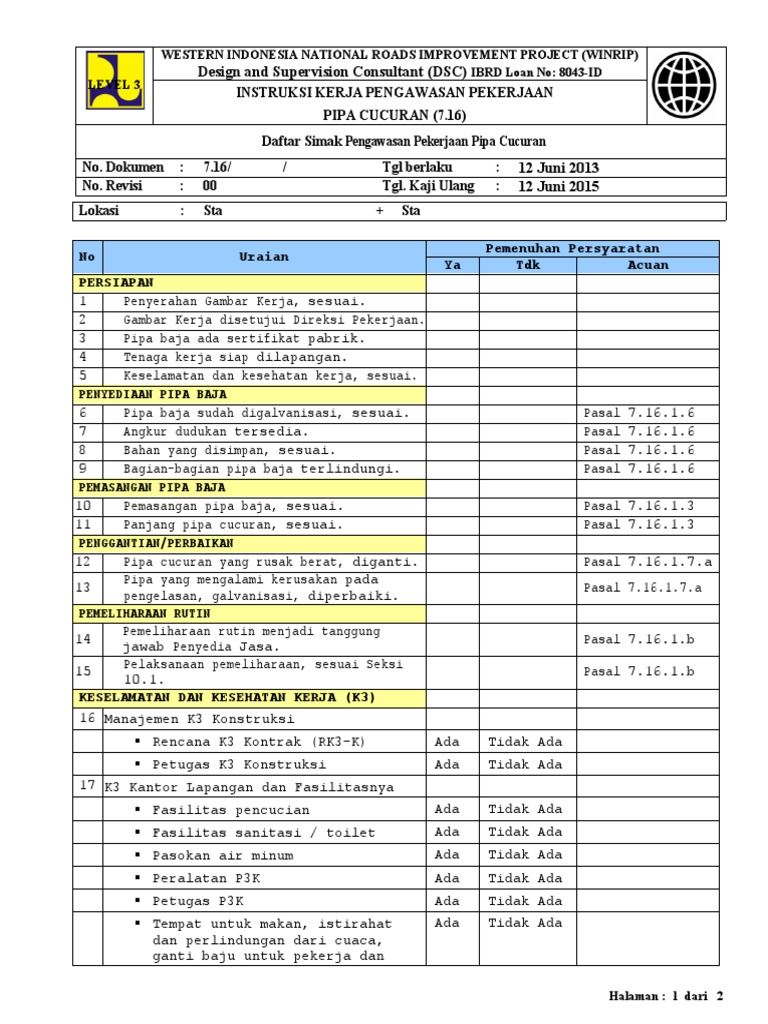 Daftar Simak 7.16 | PDF