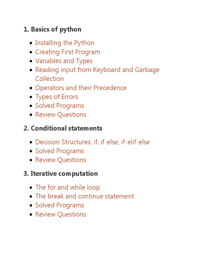 Course Outline Python | PDF