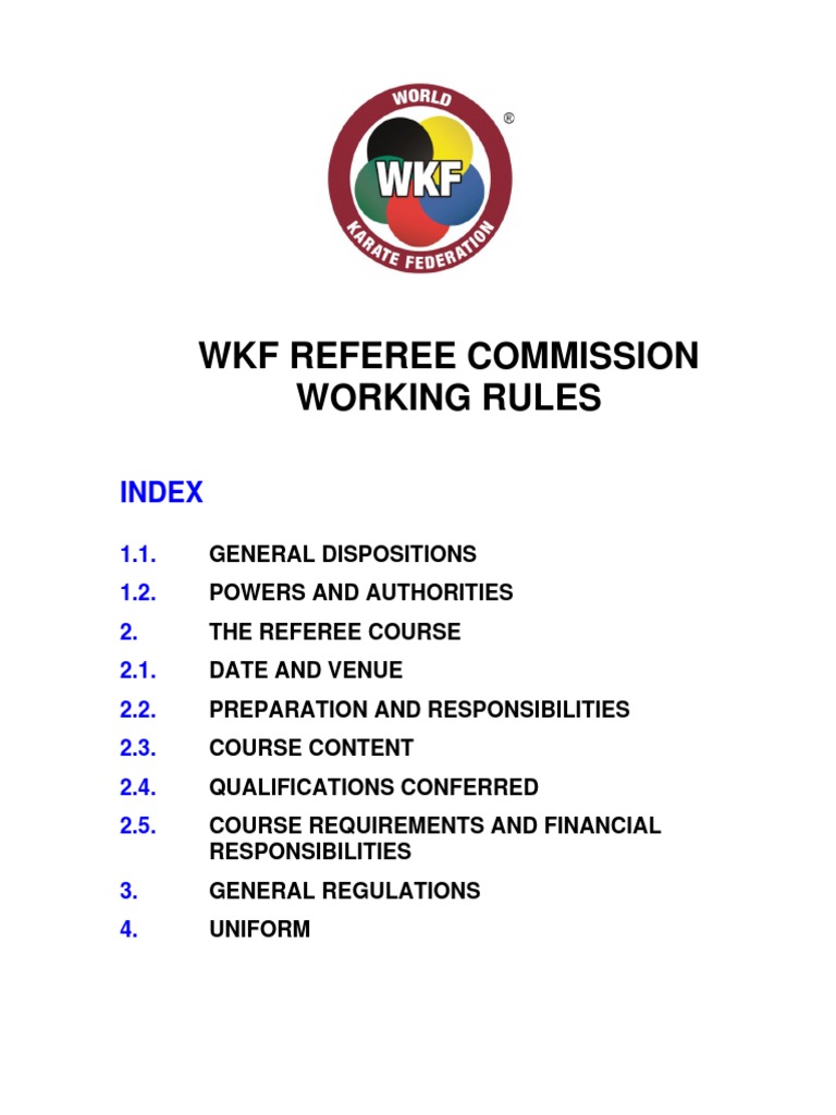 WKF Referee Commission Rules | PDF | Referee | Sports