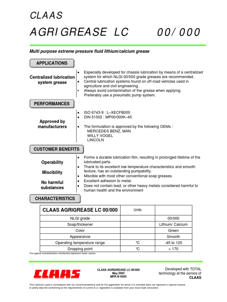 Agrigrease LC 00-000 | PDF | Lubricant | Materials