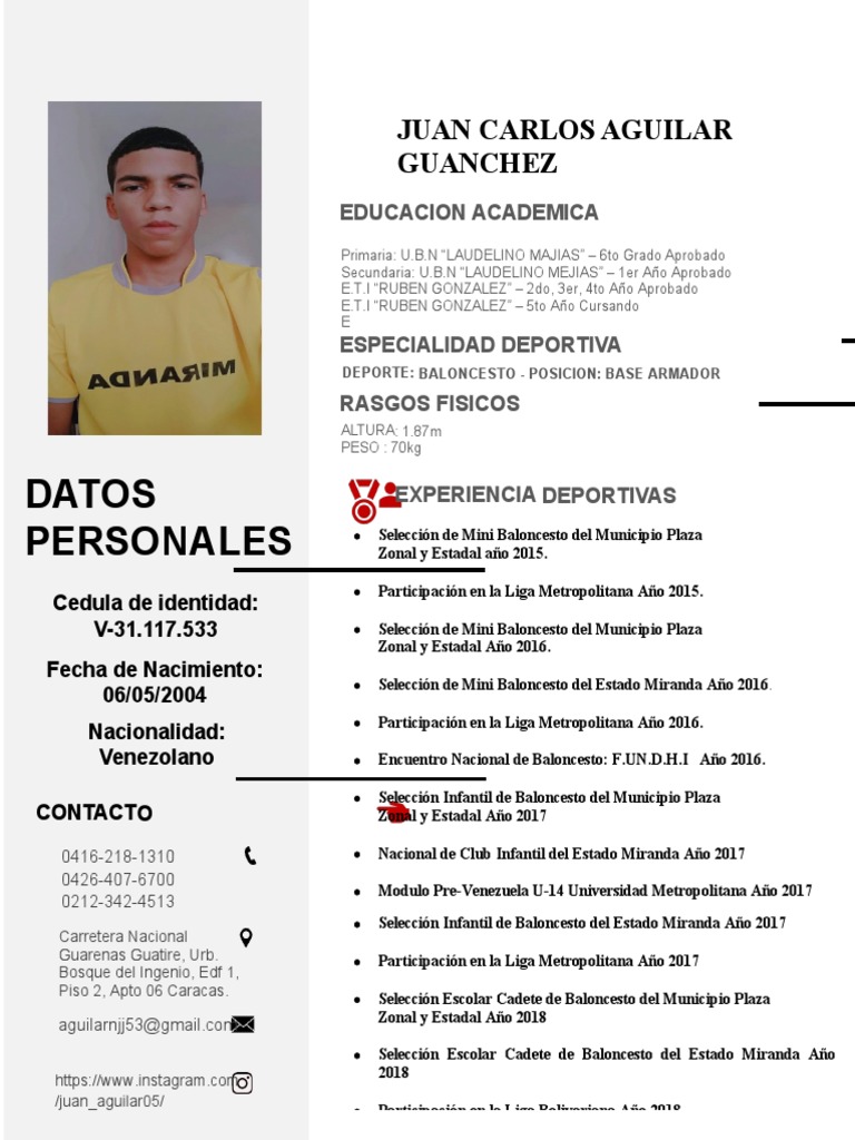 CV Juan Carlos | PDF | Deportes olímpicos | Deportes olímpicos de verano