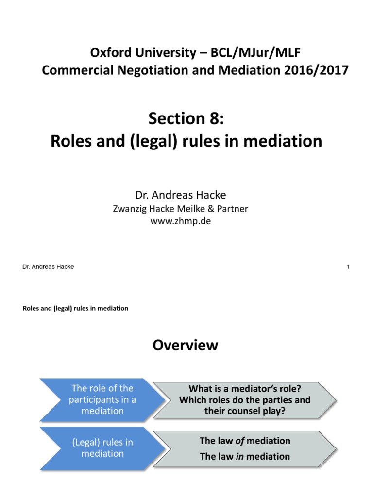 Roles & Rules in Mediation | PDF | Mediation | Arbitration
