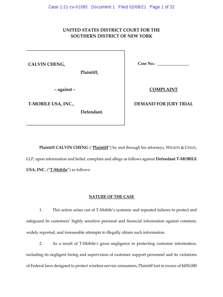 United States District Court For The Southern District of New York ...