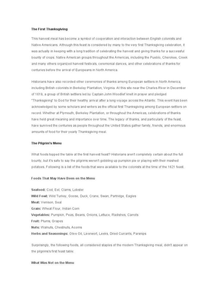 The First Thanksgiving | PDF | Halloween | Thanksgiving
