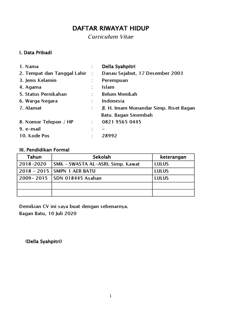 Template CV Kosong untuk Diisi | PDF | Kesehatan Holistik
