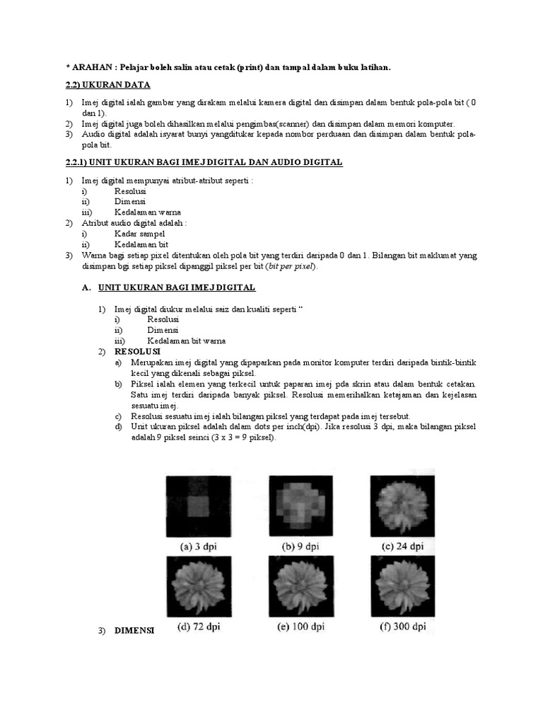 Bab 2.2.1) Ukuran Data - Imej Digital | PDF