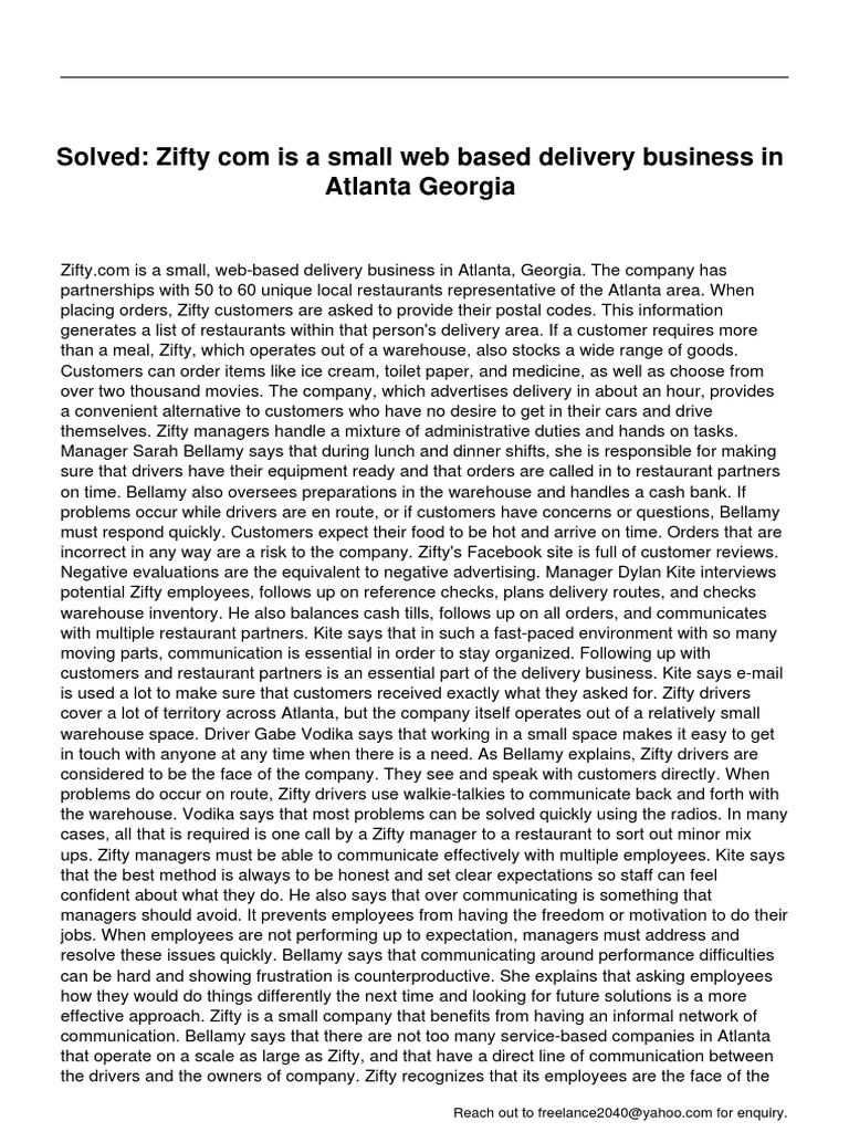 Zifty Com Is A Small Web Based Delivery Business in Atlanta Georgia ...