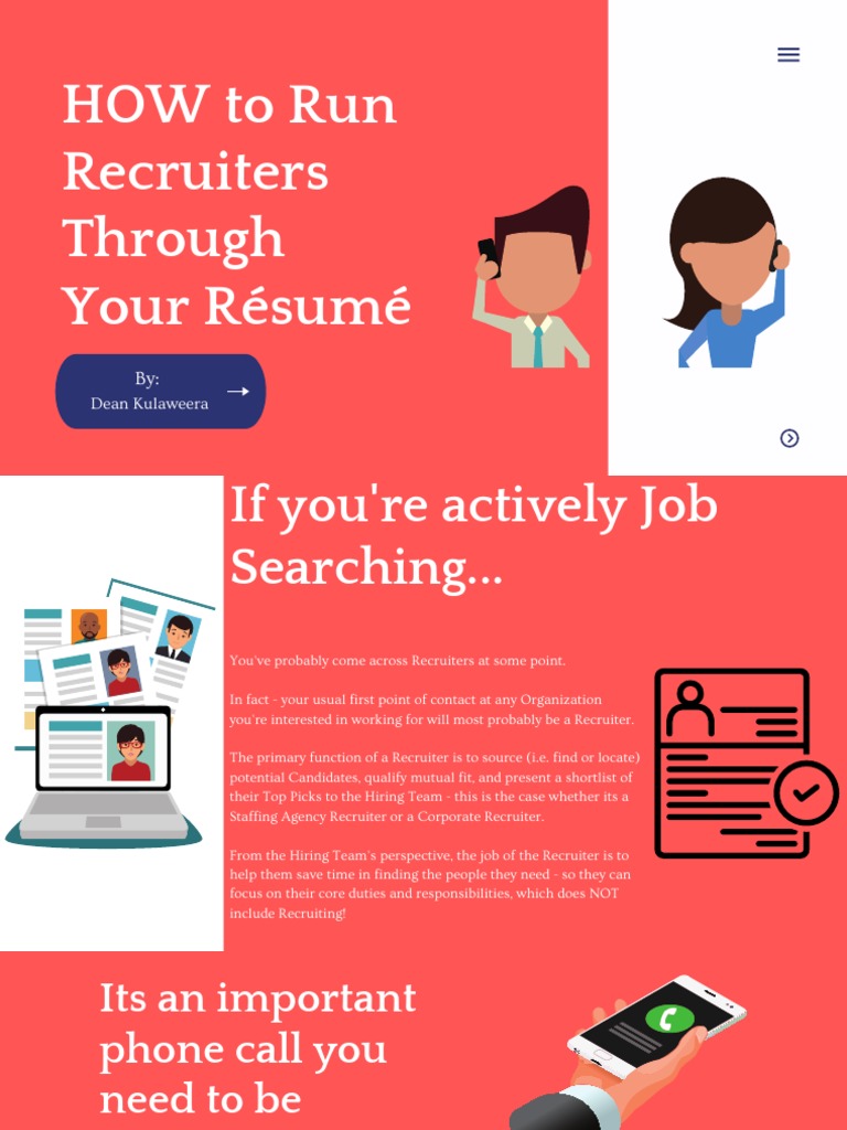 Free Sample Script - Running Recruiters Through Your Résumé | PDF ...