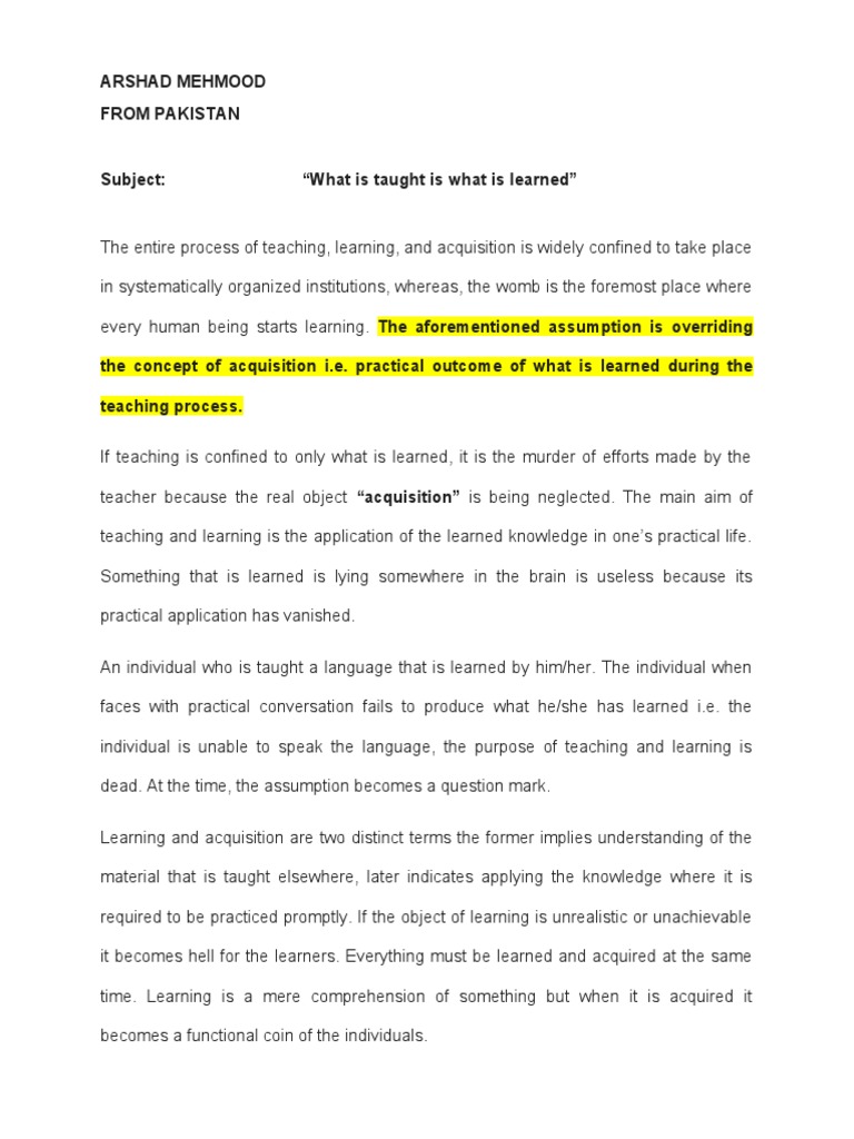 02-"What Is Taught Is What Is Learned" | PDF