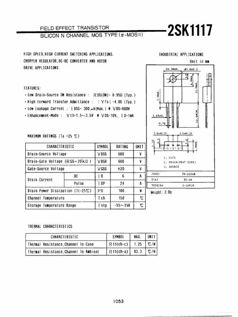 K1117 Modfet 600V 6A | PDF