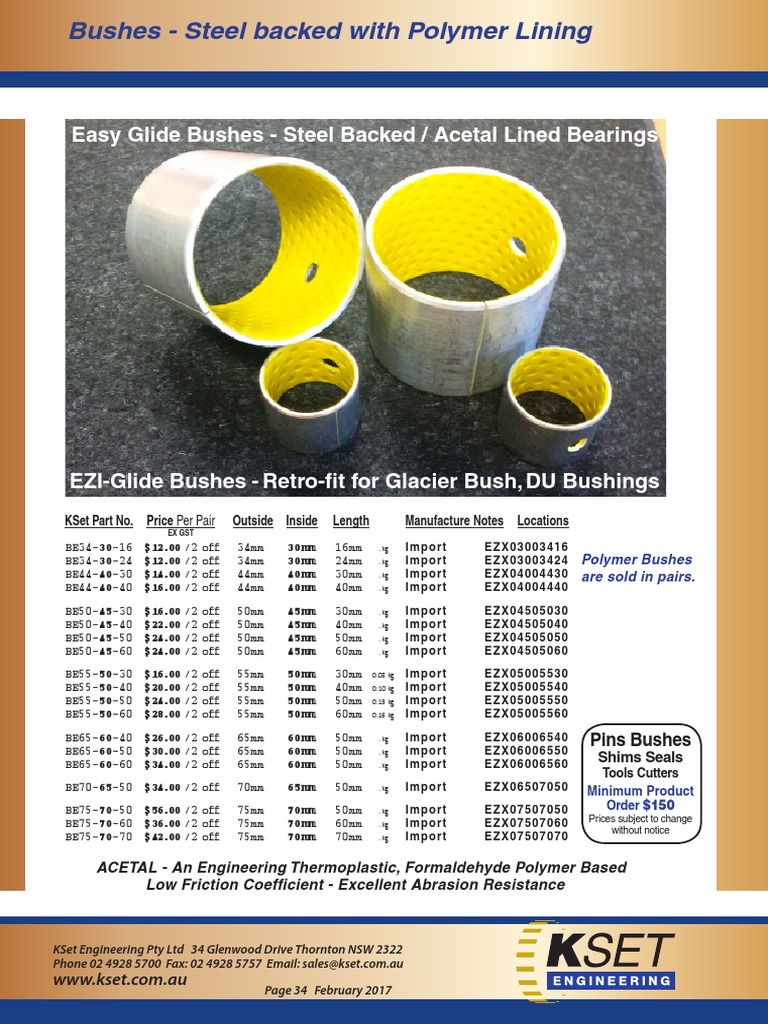 EZI-Glide Bushes for Glacier Bushings | PDF | Polymer Chemistry ...