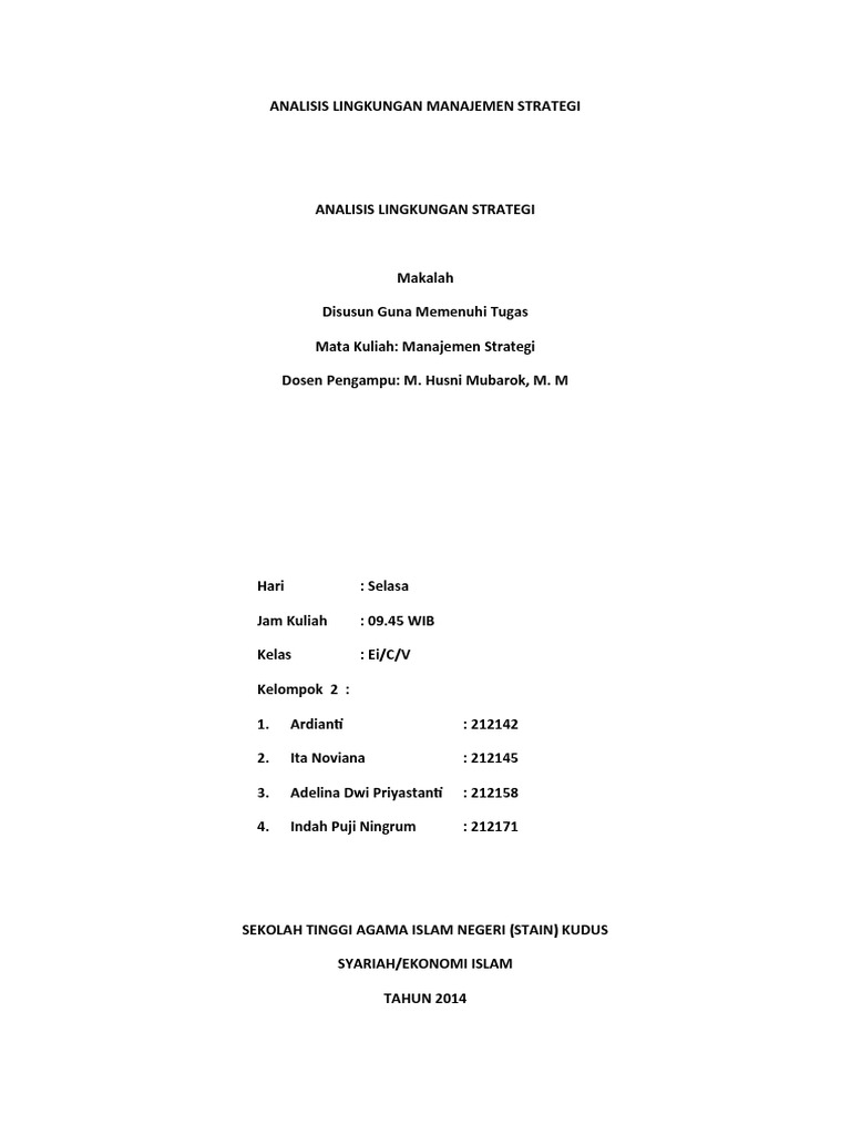 Analisis Lingkungan Strategi Bisnis | PDF | Seni