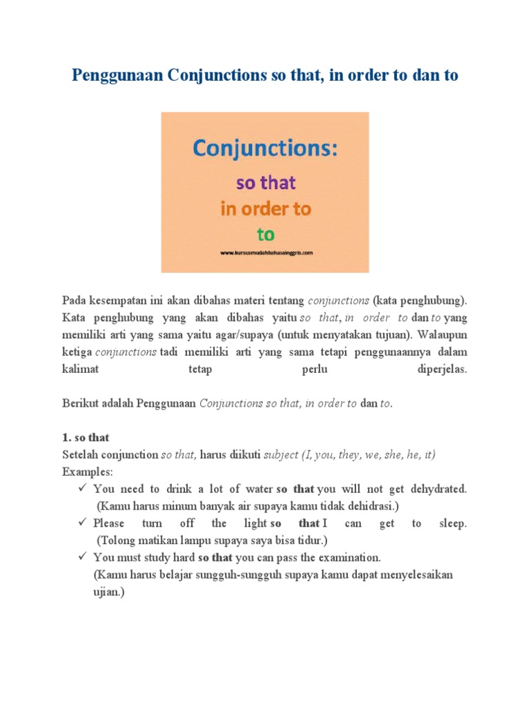 Penggunaan Conjunctions dalam Bahasa Inggris | PDF