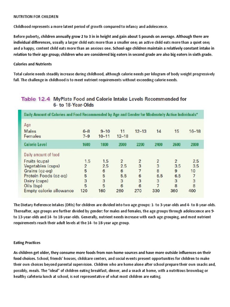 NUTRITION FOR CHILDRE-notes | PDF | Foods | Nutrients