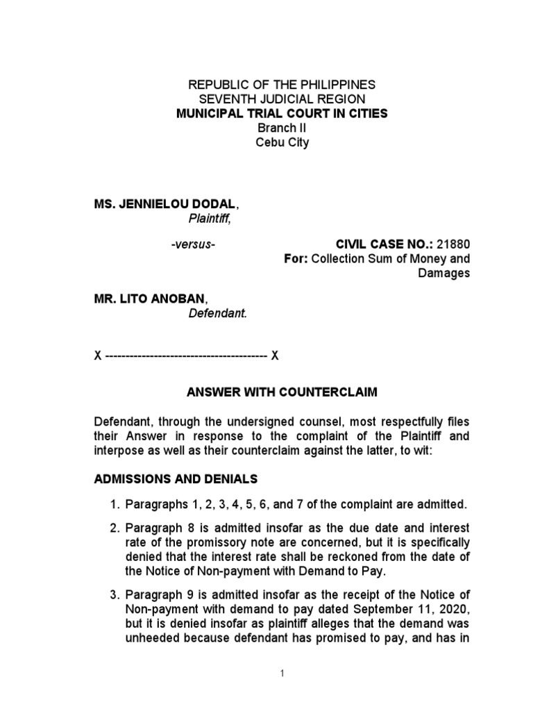 DEFENDANT Answer With Attachments | PDF | Affidavit | Perjury