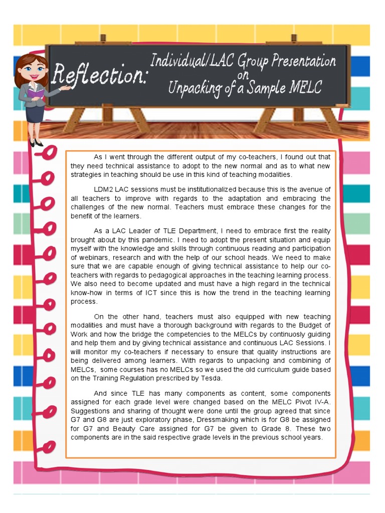 Reflection Tle Department | PDF | Educational Assessment | Learning