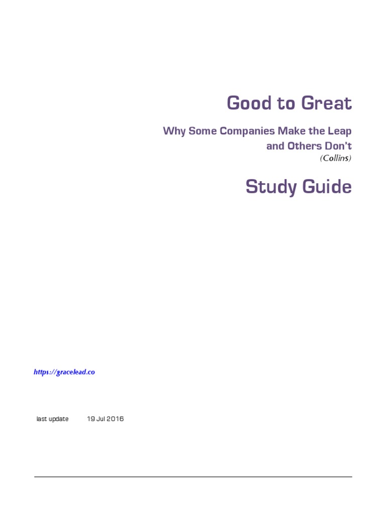 Good To Great Study Guide | Download Free PDF | Cognition | Psychology