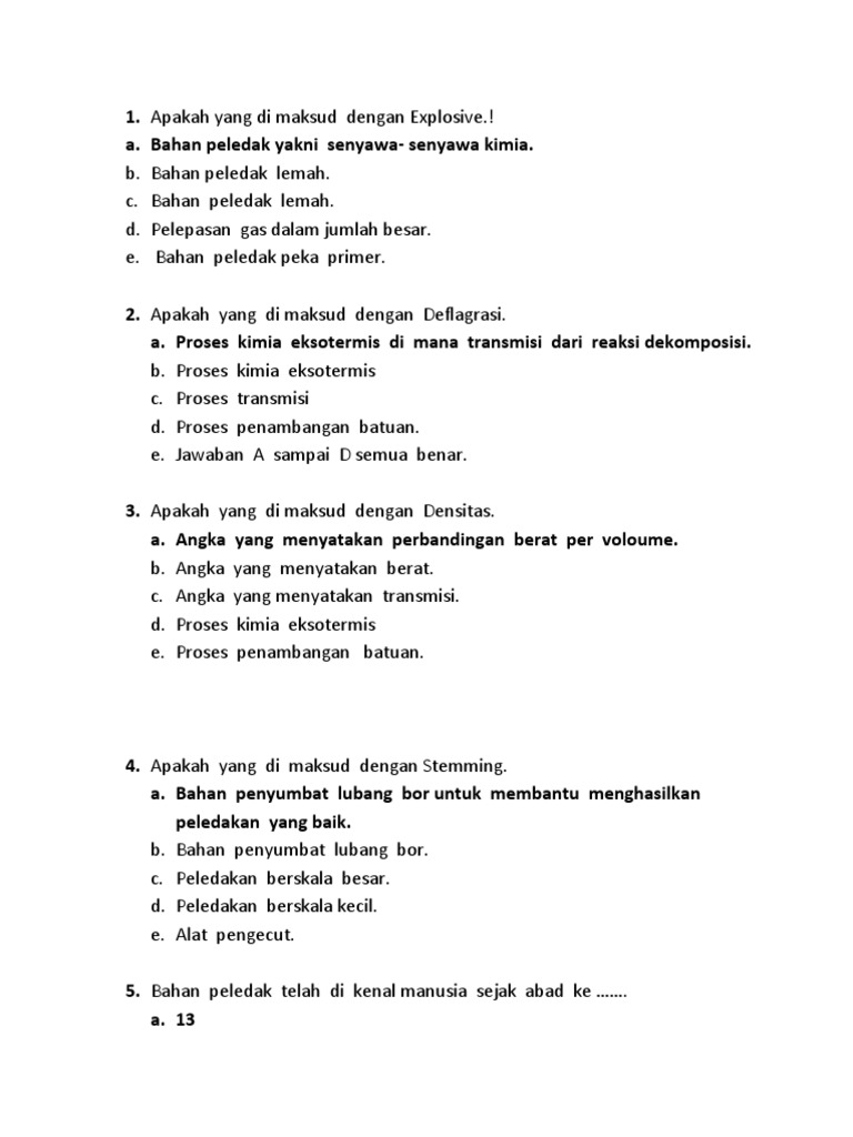 Soal Mid TEKNIK PELEDAKAN DAN PEMBORAN 2020 | PDF