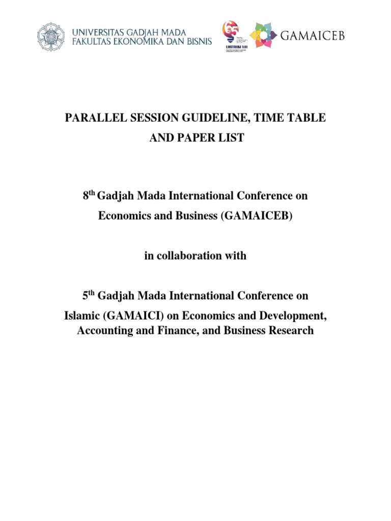 Parallel Session Guideline, Time Table and Paper List | PDF | Investor ...