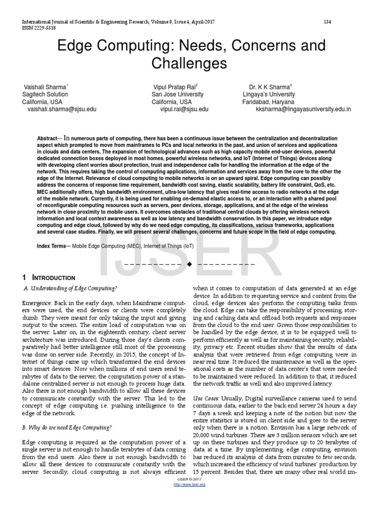 Edge Computing Needs Concerns and Challenges | PDF | Cloud Computing ...