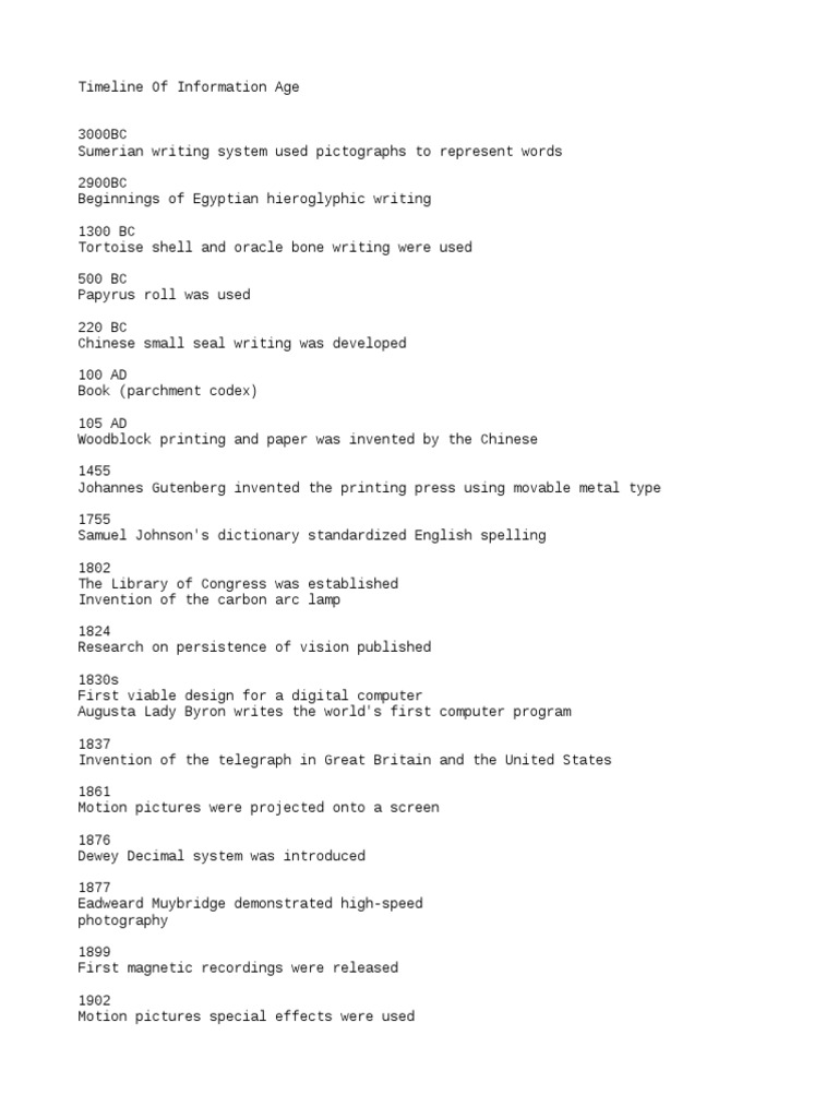 Timeline of Information Age | PDF