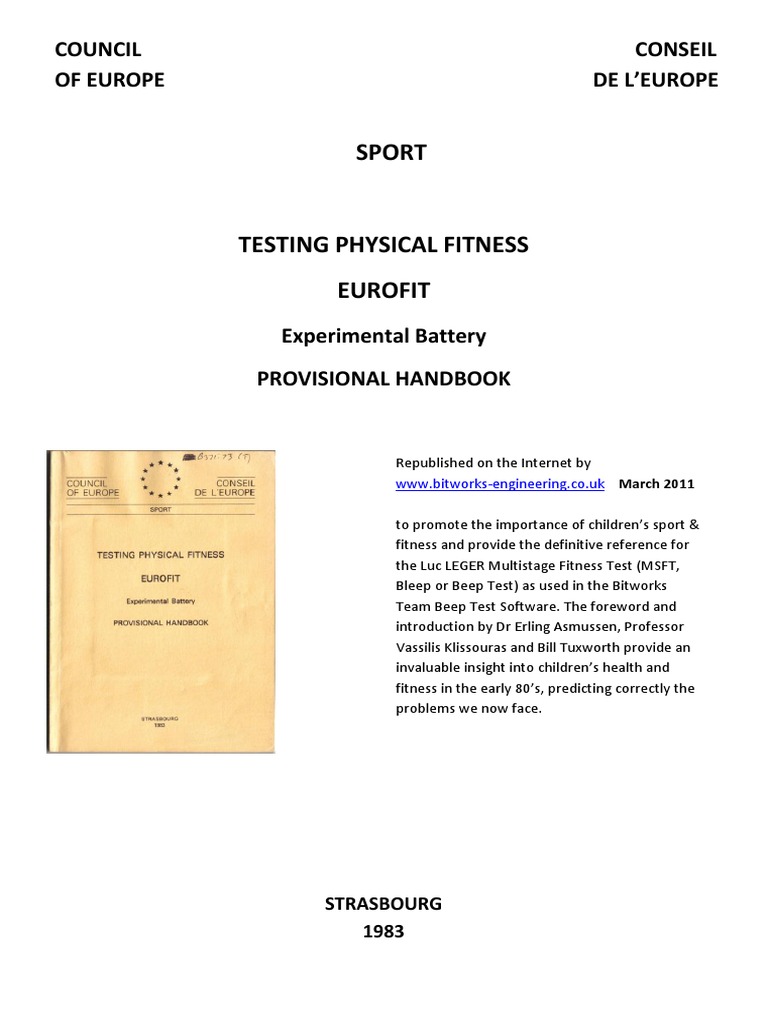 Eurofit Physical Fitness Testing Guide | PDF | Physical Fitness | Obesity