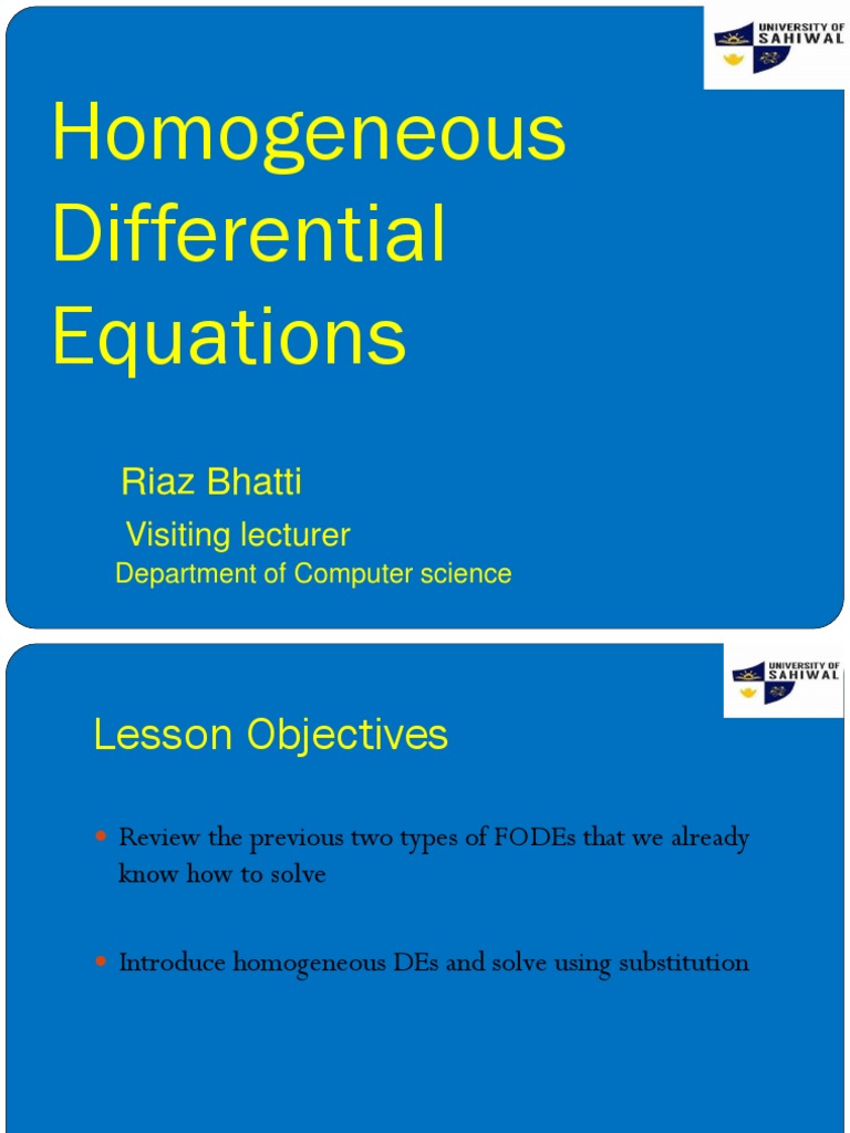 Homogeneous Differential Equation | PDF | Analysis | Rates