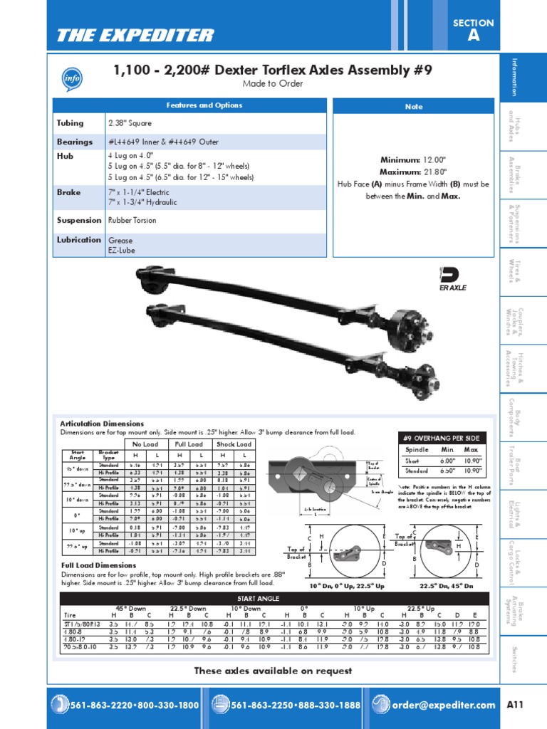 1,100 - 2,200# Dexter Torflex Axles Assembly #9: Made To Order | PDF ...