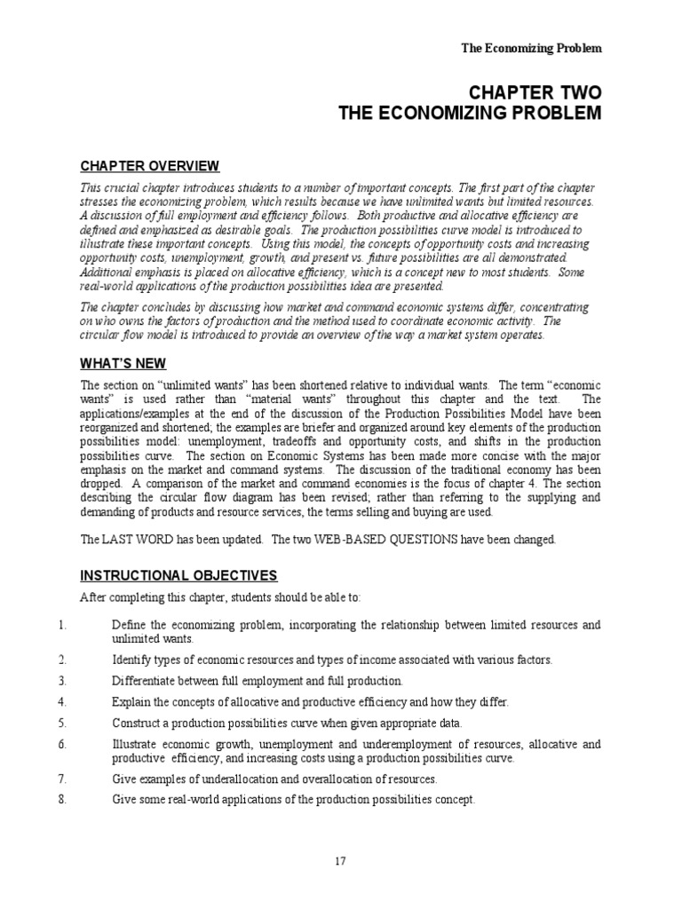 Chapter Two The Economizing Problem | PDF | Economics | Resource