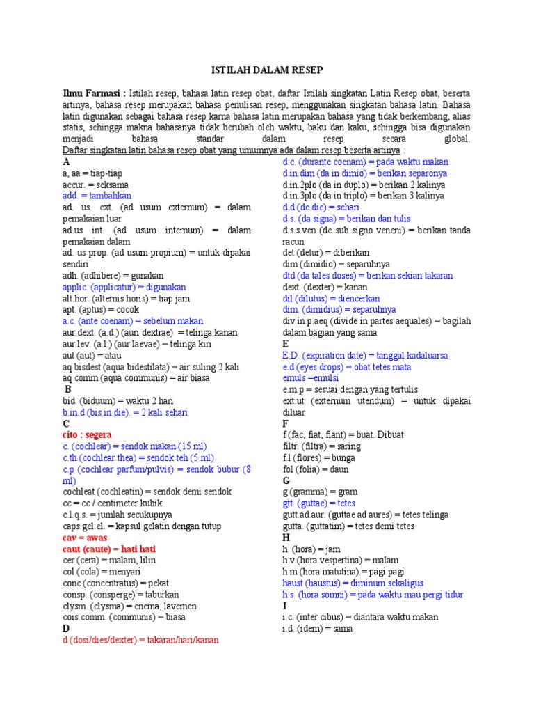 Istilah Dalam Resep | PDF
