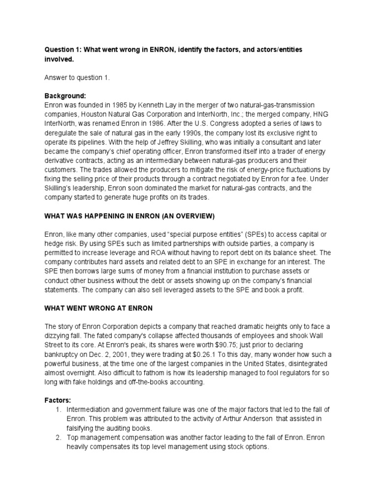 Enron's Downfall: Key Players & Causes | PDF | Enron | Audit