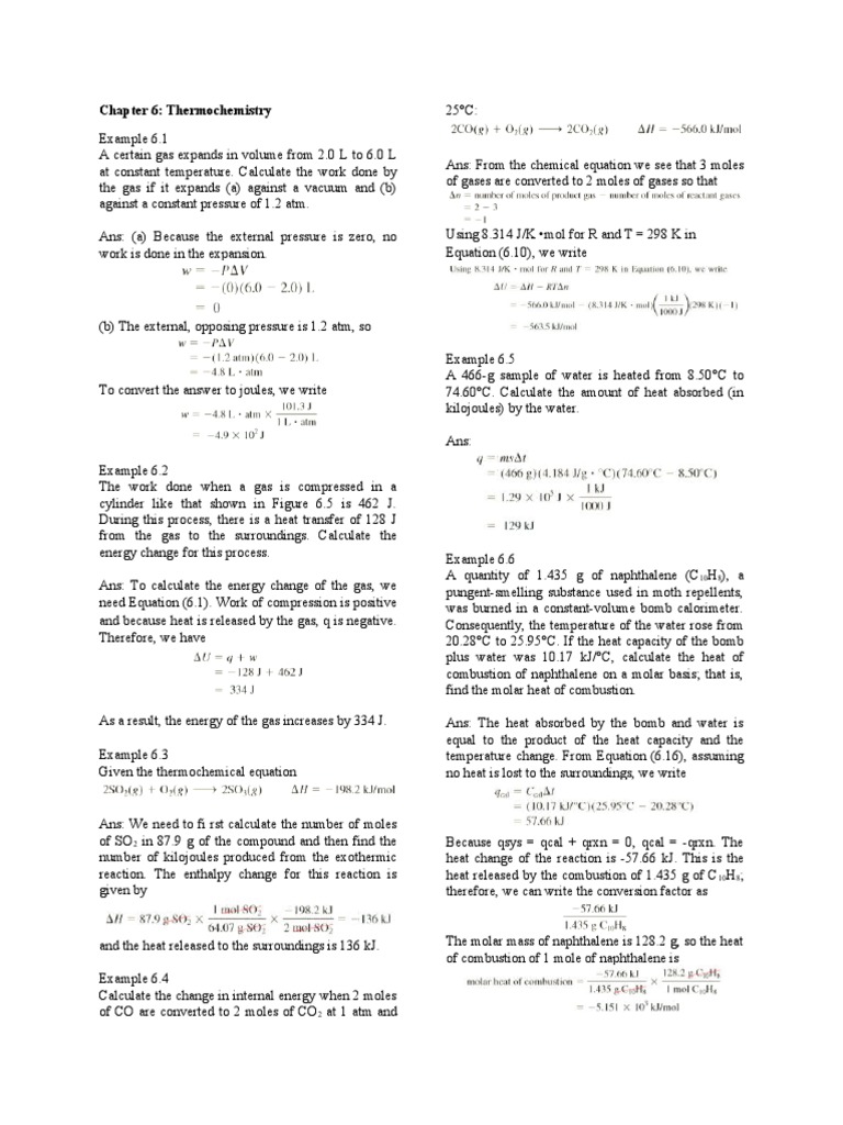 Chang Problems Chapter 6 | PDF | Heat | Gases