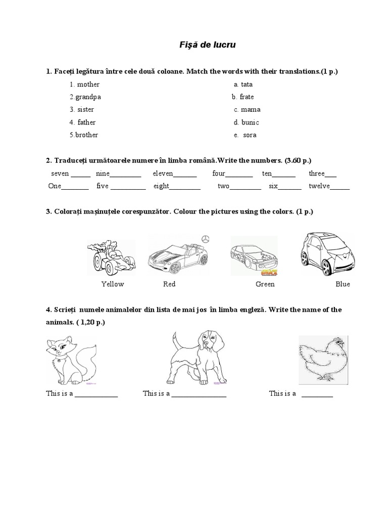 Fisa Engleza 1 | PDF