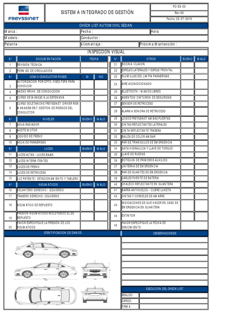 Check List Automotriz Completo | PDF | Neumático | Estilos de carrocería
