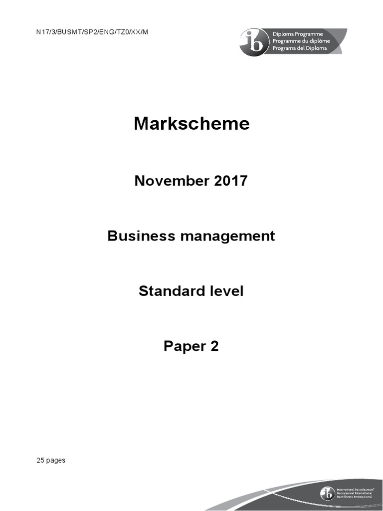 Business Management Paper 2 SL Markscheme | PDF | Factoring (Finance ...
