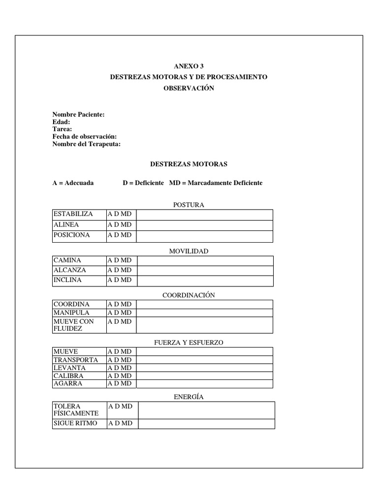 Evaluación de Destrezas Motoras | PDF