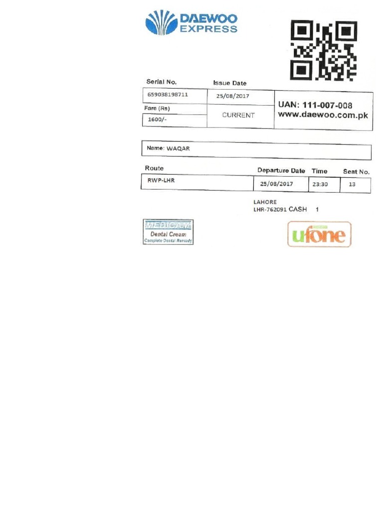 Daewoo Ticket | PDF