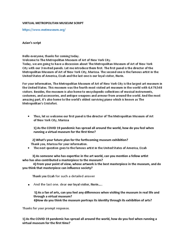 Virtual Museum Script | PDF | Museum | Paintings