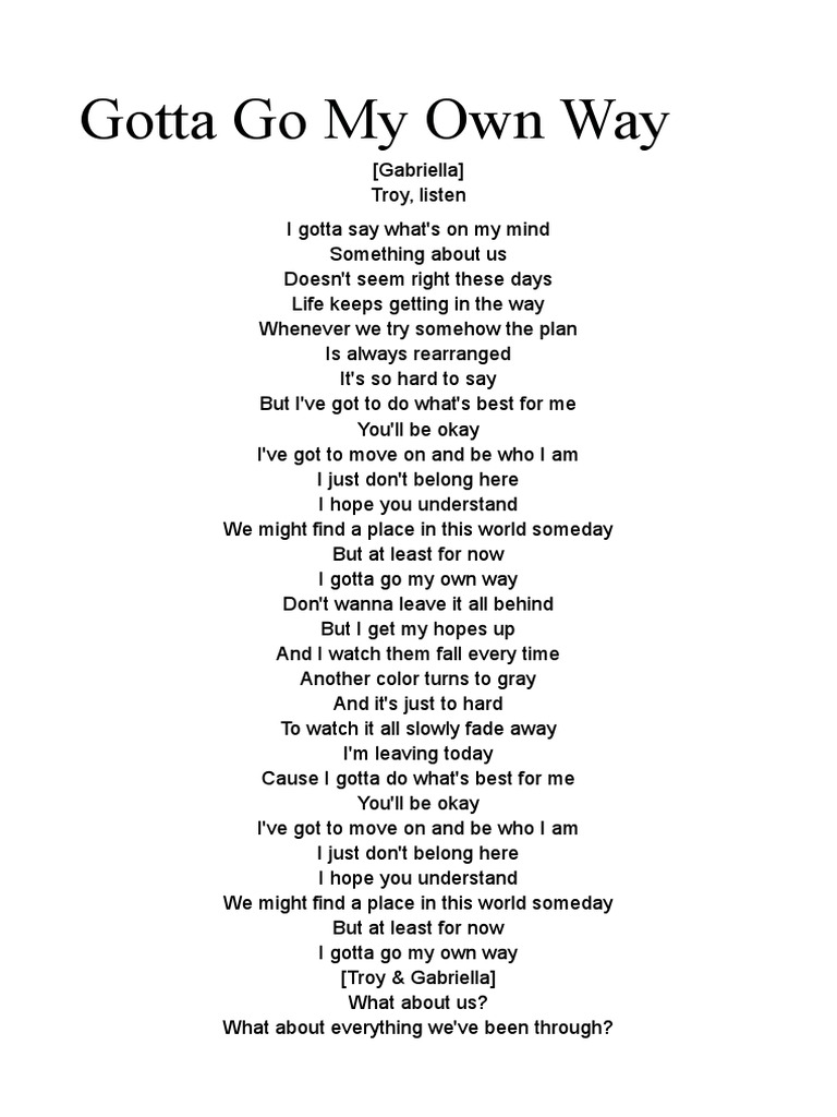 Gotta Go My Own Way | PDF