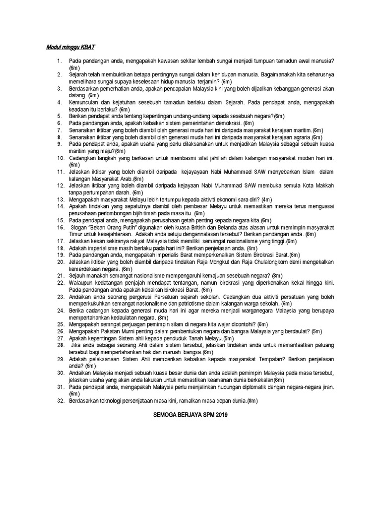 Modul Minggu KBAT | PDF