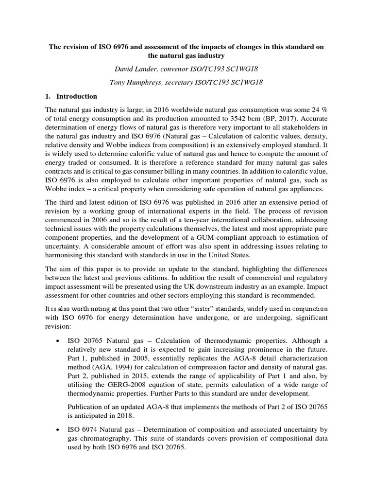 The Revision of ISO 6976 and Assessment of The Impacts of Changes in ...