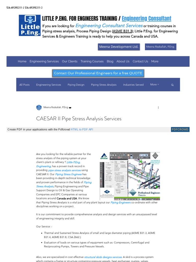CAESAR II Pipe Stress Analysis Services | PDF | Pipe (Fluid Conveyance) | Alberta