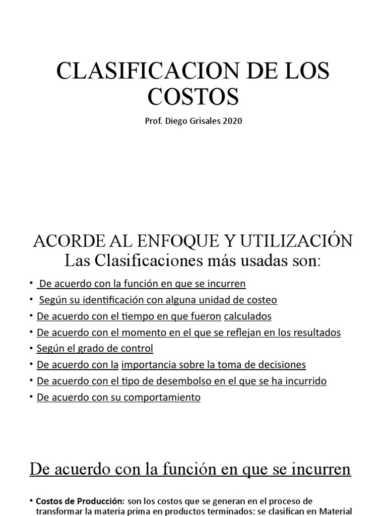 Clasificación de Los Costos | PDF | Costo | Empresas