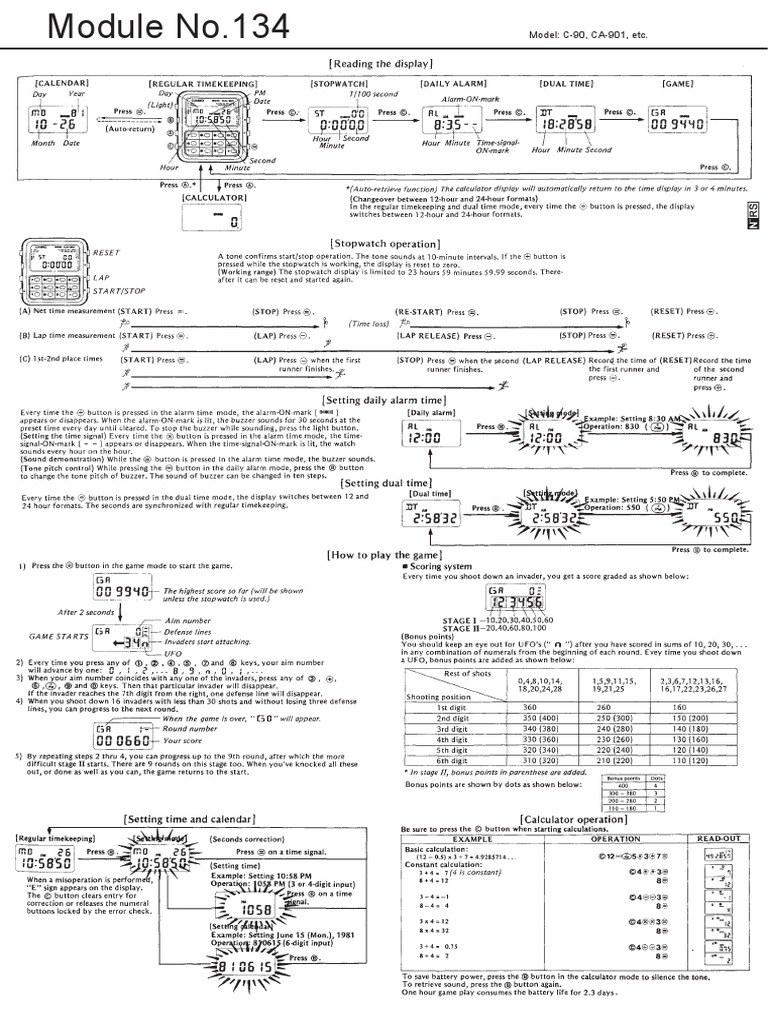 Manual Tecnico Casio Modulo 134 | PDF
