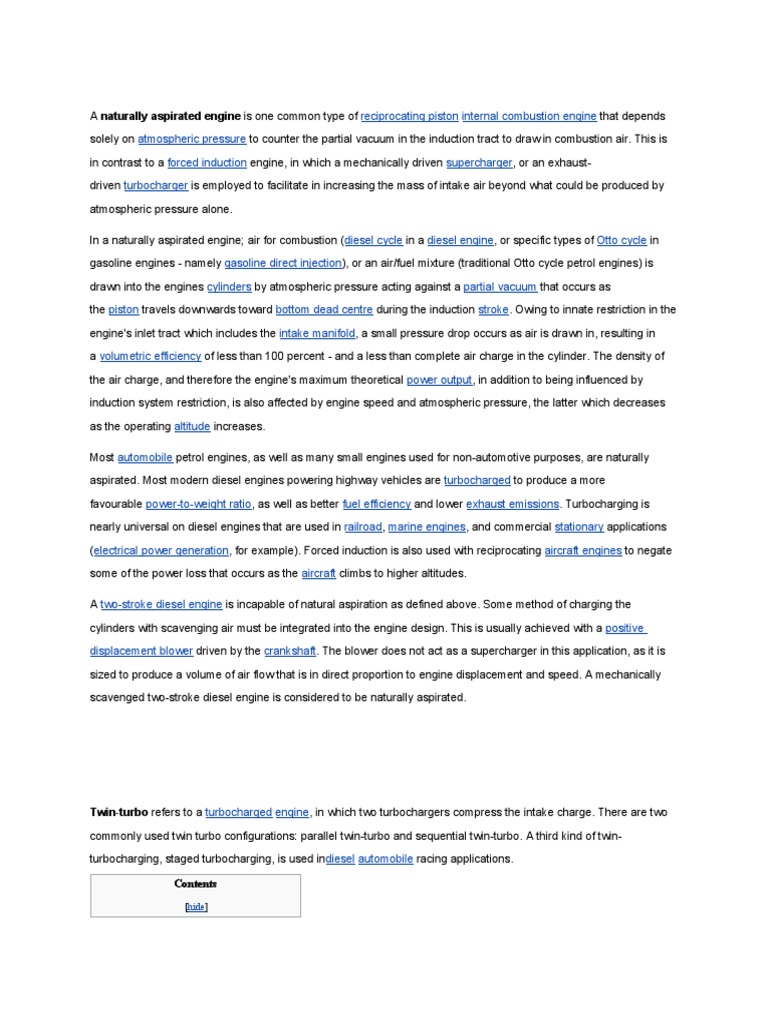 Natural Aspirated Engines | PDF | Turbocharger | Energy Technology