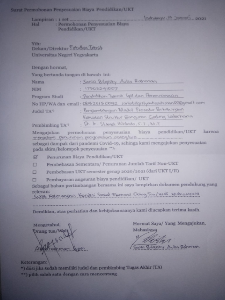 Surat Permohonan Ke Dekan | PDF